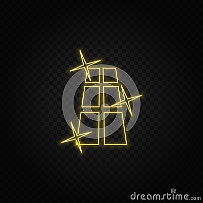 Yellow Neon Icon Clean, Cleaning, Window. Transparent Background ...