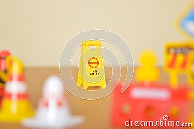 Yellow No Entry Warning Sign Symbol With Blurred Background Royalty ...
