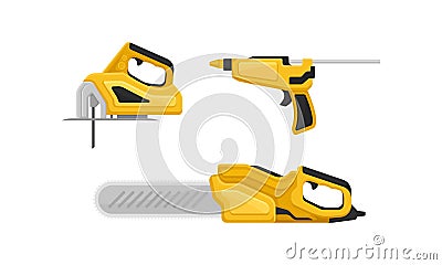 Yellow Power Tool For Construction Work Like Drilling And Cutting ...
