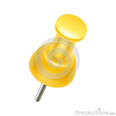 Yellow Push Pin Icon, Realistic Style Cartoon Vector | CartoonDealer ...
