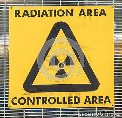 Yellow Radiation Controlled Area Warning Sign Stock Photo ...