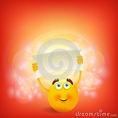 Yellow Round Smiley Face With Paper Banner Template Royalty-Free ...