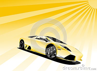 Yellow Sport Car Cartoon Vector | CartoonDealer.com #5112107