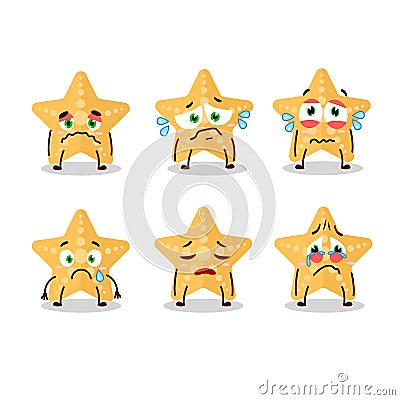 Yellow Starfish Cartoon Character With Sad Expression | CartoonDealer ...