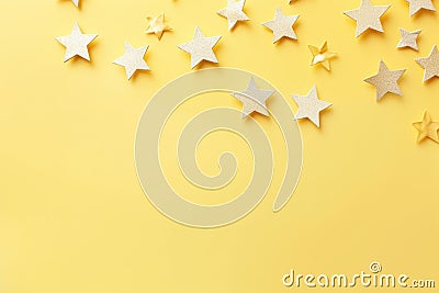 Yellow Stars On Yellow Background, Copy Space, Spark, Light Stock ...