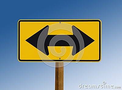 Yellow Street Sign Showing Two Arrows Royalty Free Stock Photo - Image ...