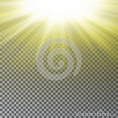 Yellow Sun Ray Light Effect Isolated On Transparent Background ...
