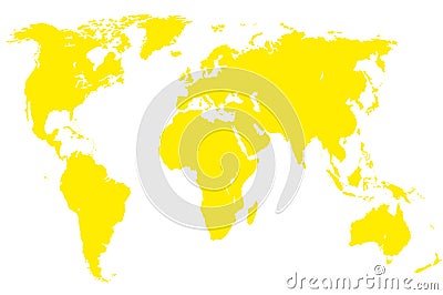 Yellow World Map, Isolated Stock Illustration - Image: 52305447