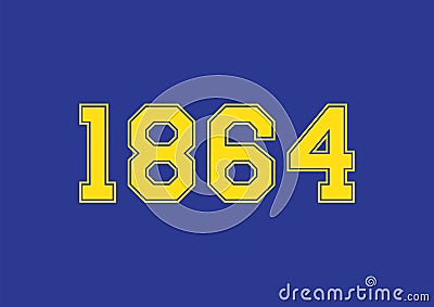 Yellow Year 1864 Text On Blue Background Cartoon Vector | CartoonDealer ...