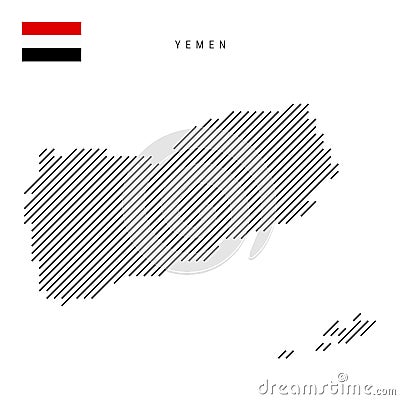 Yemen Map From Pattern Of Black Slanted Parallel Lines. Flat Vector ...