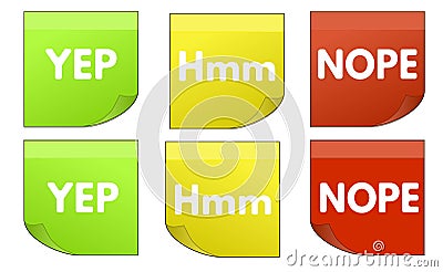 Yes, Hmm, Nope Colored Stickers Vector Illustration | CartoonDealer.com ...