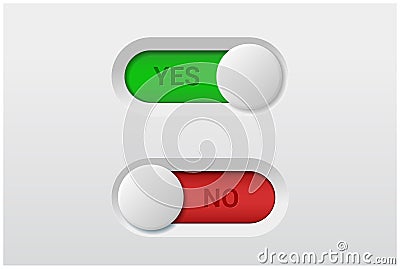 Yes And No Toggle Switch Buttons On White Background Cartoon Vector ...