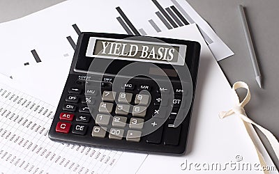 YIELD BASIS Text On Calculator With Chart On Grey Background Royalty ...