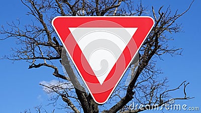 Yield Sign On A Background An Old Tree. Stock Photo | CartoonDealer.com ...