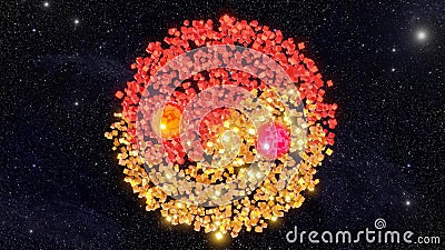 Yin Yang Made of Glowing Shiny Cubes Particles Spinning Loop Stock ...