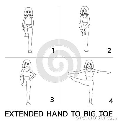 Extended Hand To Big Toe Yoga Manga Tutorial How Cartoon Vector ...