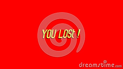 You Lost Motion Graphics Animation on Black Background. Seamless Loop ...