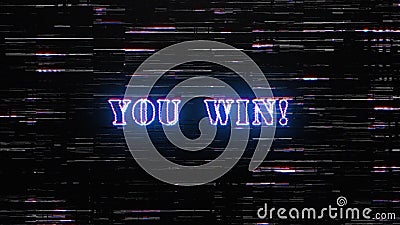 You Win Glitch Neon Blue Text Effect Background Stock Video - Video of ...