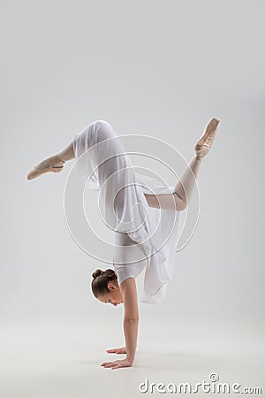 Beautiful Ballet Dancer with One Leg in Air Stock Image - Image of ...