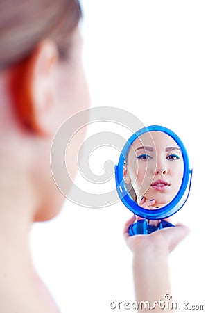Woman Hand Hold Folding Mirror Stock Image - Image of female, elegance ...