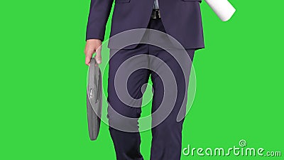 Young Construction Architect with Briefcase Walking on a Green Screen ...