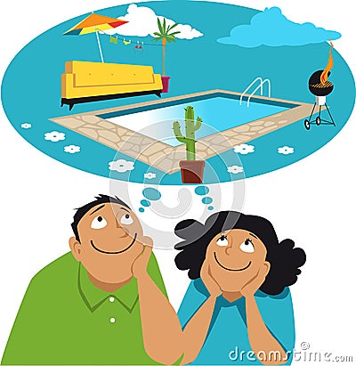 Dreaming Of A Pool Cartoon Vector | CartoonDealer.com #217860787