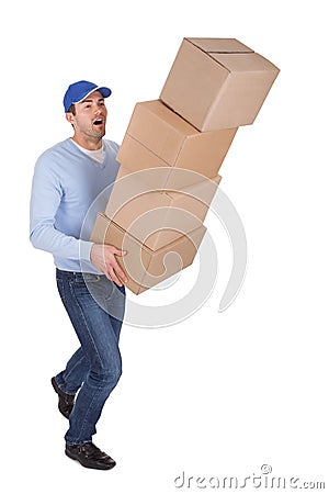 Young Delivery Man With Falling Boxes Stock Photo | CartoonDealer.com ...