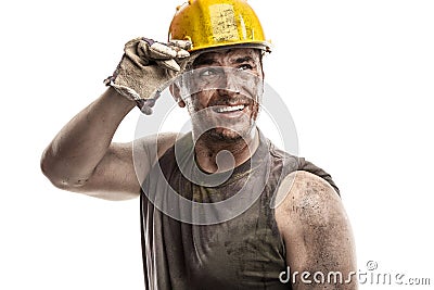 Young Dirty Worker Man With Hard Hat Helmet Stock Photo - Image: 52460365