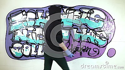 Young Girl Tagging Wall with Graffiti Stock Footage - Video of leisure ...
