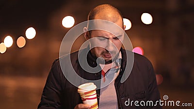 Young Guy Tries Disgusting Coffee Posing in Front of the Camera Stock ...