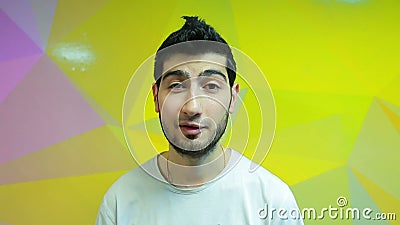 Young Handsome Man Giving An Interview On Camera Stock Footage - Video ...