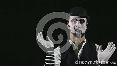 Young Handsome Mime Making Funny Faces Stock Footage - Video of ...