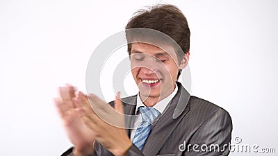 Young man applauding. stock video. Video of moving, closeup - 122002231