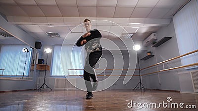 Young Man Dancing Break Dancing Professionally in the Dance Studio ...