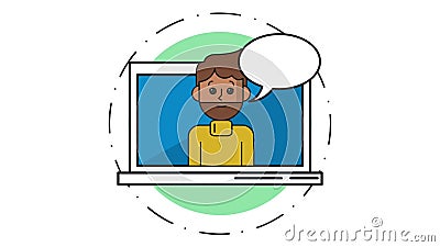 Young Man Talking from Computer HD Animation Stock Video - Video of ...