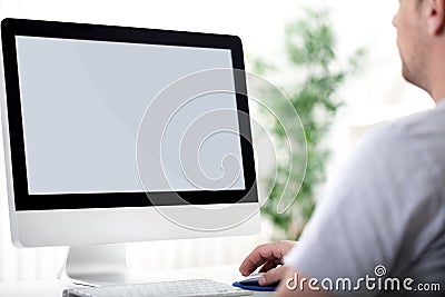 Young Man Working On Computer Royalty Free Stock Photography - Image ...