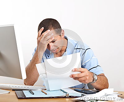 Young Man Worried About Bills Stock Images - Image: 14402734