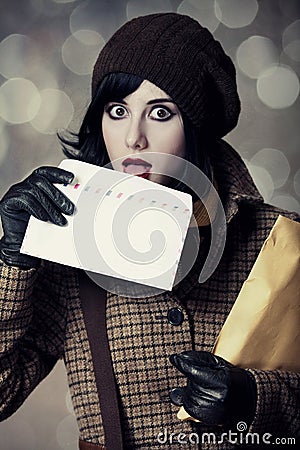 Young Postman Girl With Mail. Royalty-Free Stock Photography ...