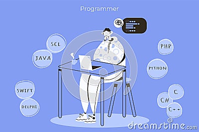Programmer Concentrated On Working On The Project.Development Of Programming And Coding ...