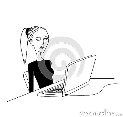 Young Woman On Computer With A Disgusted Expression Stock Image ...
