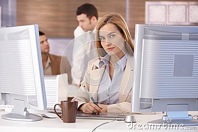 Young Woman Learning Computer Graphic Design Stock Photo - Image: 19194000