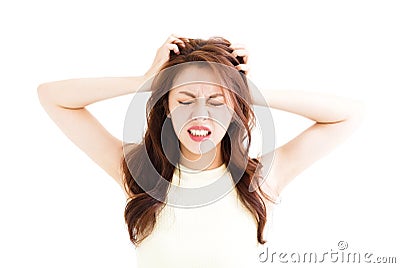 Young Woman Stressed Going Crazy And Pulling Her Hair Stock Photo ...