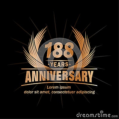 188 Years Anniversary. Elegant Anniversary Design. 188th Years Logo ...