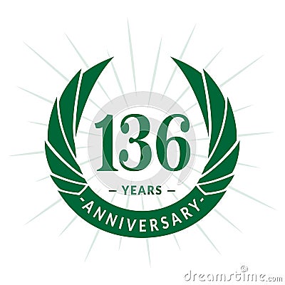 136 Years Anniversary Design Template. Elegant Anniversary Logo Design ...