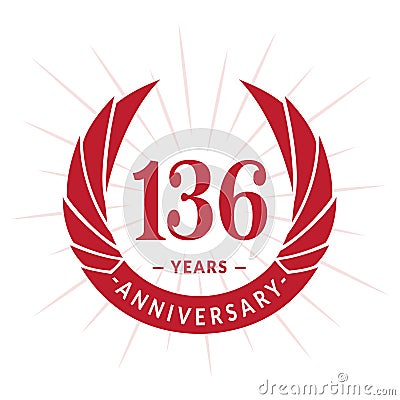 136 Years Anniversary Design Template. Elegant Anniversary Logo Design ...