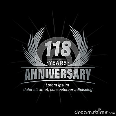 118 Years Anniversary. Elegant Anniversary Design. 118th Years Logo ...