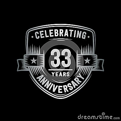 33 Years Anniversary Celebration Shield Design Template. 33rd ...