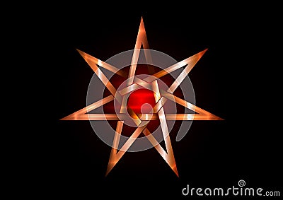 Seven Point Star Or Septagram, Known As Heptagram. Metal Bronze Elven ...