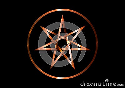 Seven Point Star Or Septagram, Known As Heptagram. Metal Bronze Elven ...