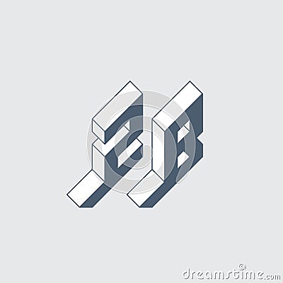 ZB Or 2B - Monogram Or Logotype. Volume Alphabet. Three-dimension ...